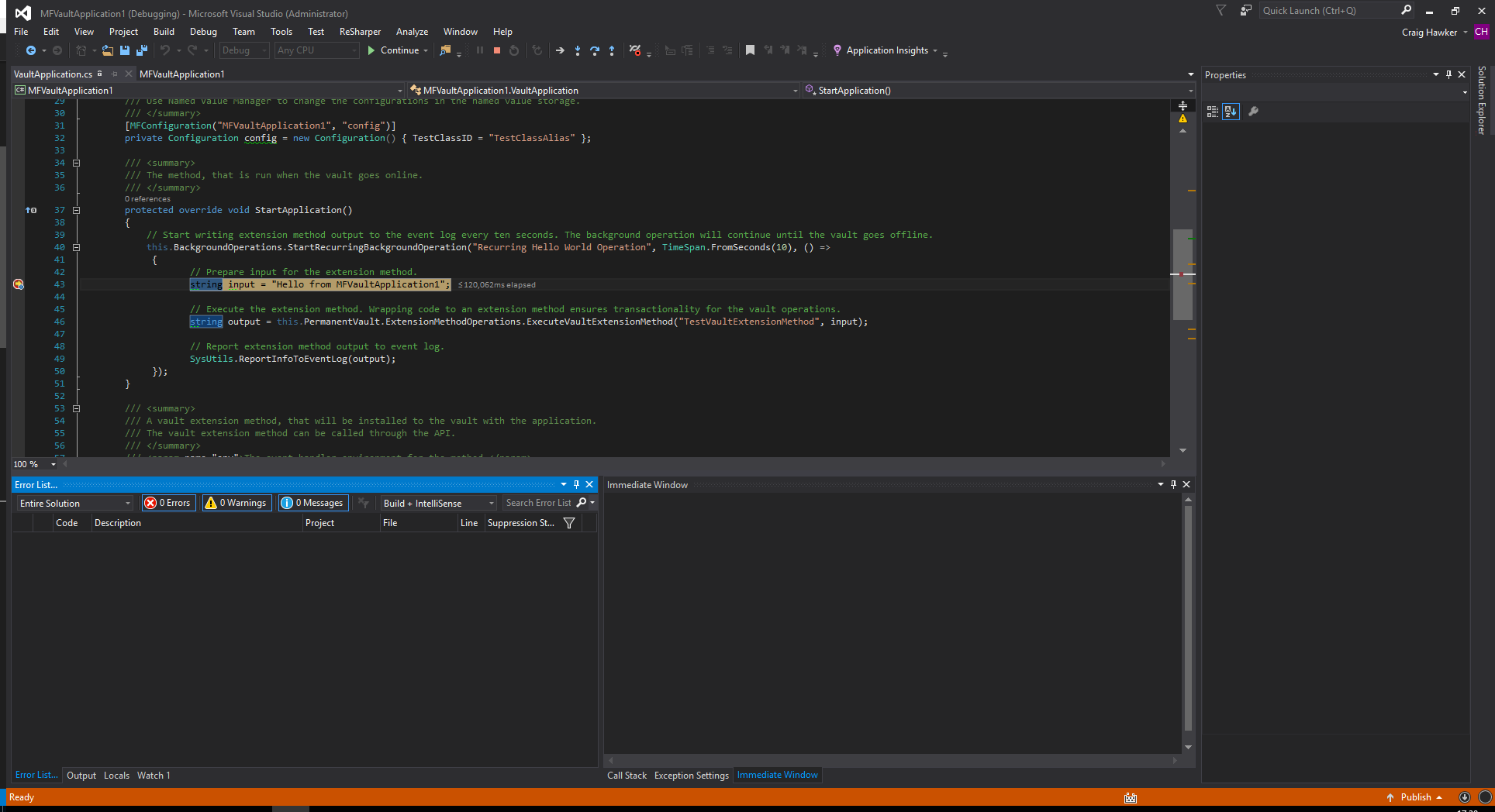 The Vault Application Framework Visual Studio Template