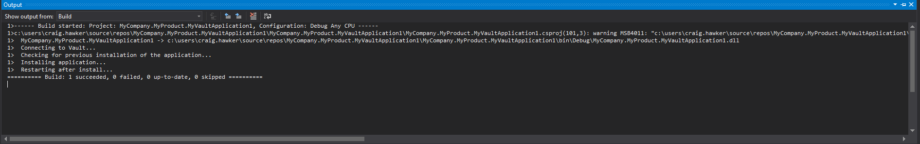 The Vault Application Framework Visual Studio Template